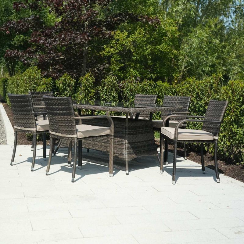 Cairo Rectangular 6 Seat Set with Stacking Chairs