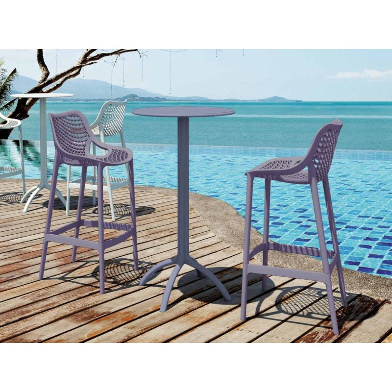 2 Air Bar 75 Stools and Octopus Bar Table Set in Grey