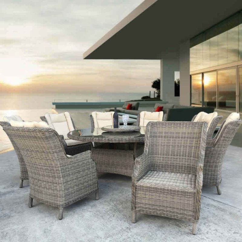 Boston 8 Seat Round Rattan Furniture Set with Lazy Susan