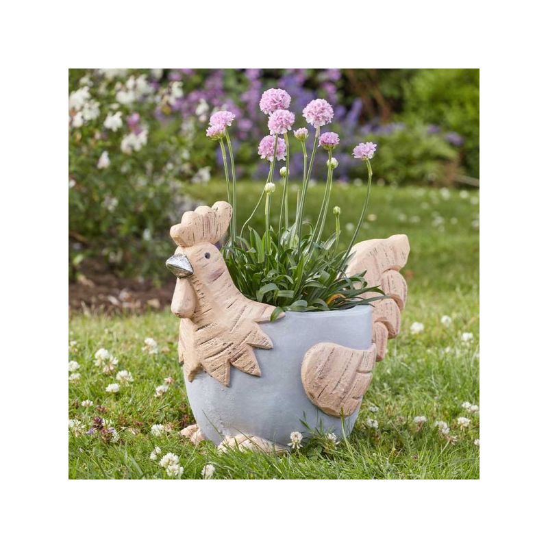 Woodstone Blue Rooster Planter