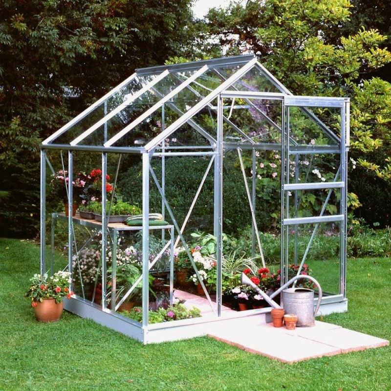 Halls Popular Greenhouse - Silver - Horticultural - 66 - 6ft x 6ft