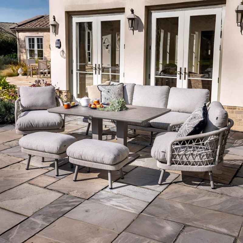 Aries 3 Seat Casual Lounge Outdoor Furniture Set with Rising Table - Taupe