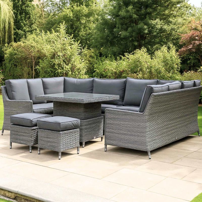 California U Shape Sofa Set with Rising Table