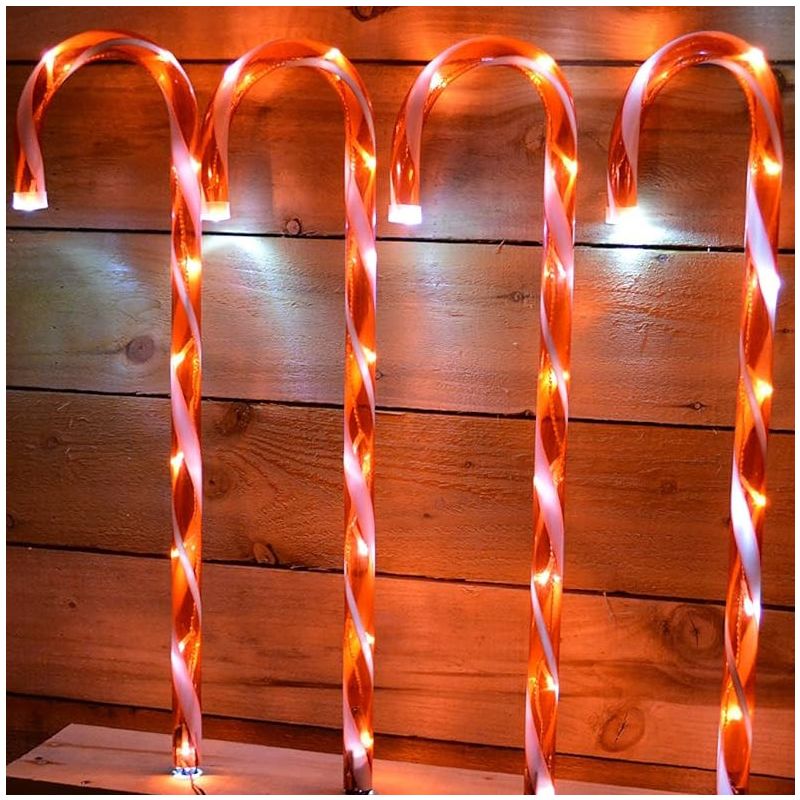 4 Pieces Red Candy Cane Path with 40 Red LEDs
