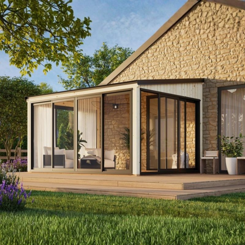 Lumi 11.6m2 Timber Conservatory with Sliding Doors & Double Glazing