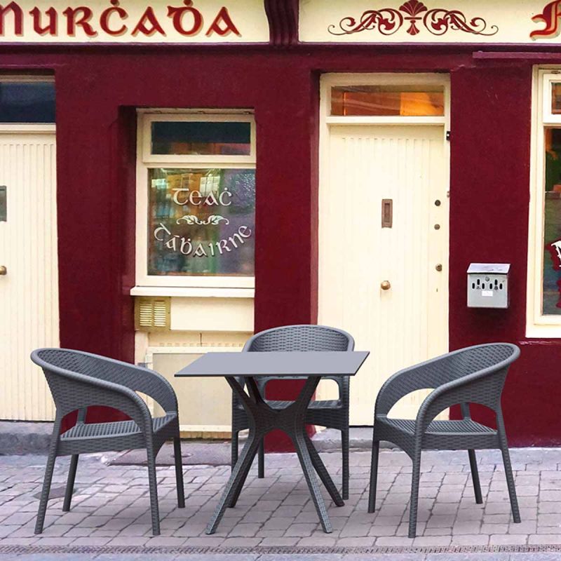 Panama Ibiza 4 Seater Square Dining Set in Grey