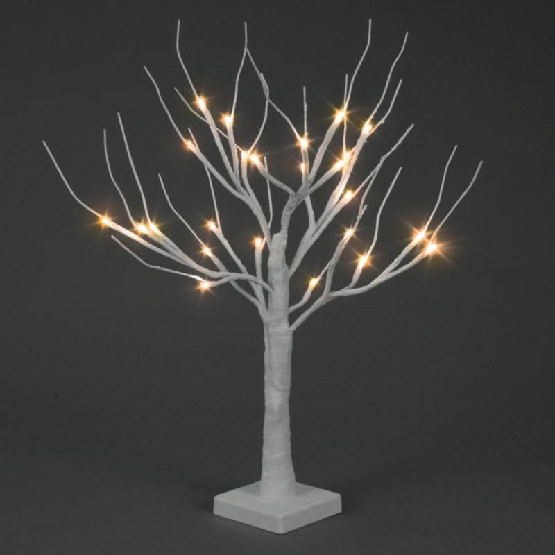 2ft (60cm) White Snowy Battery Operated Twig Tree with 24 Warm White LEDs