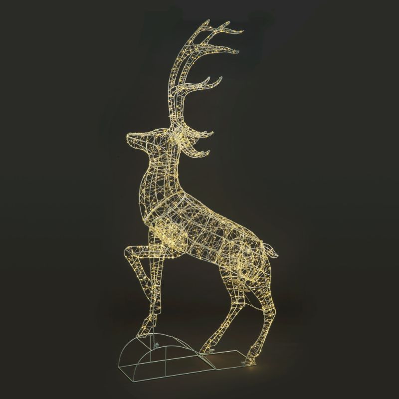 2m Metal Stag with Raised Leg & 1500 Warm White Copper Wire Lights