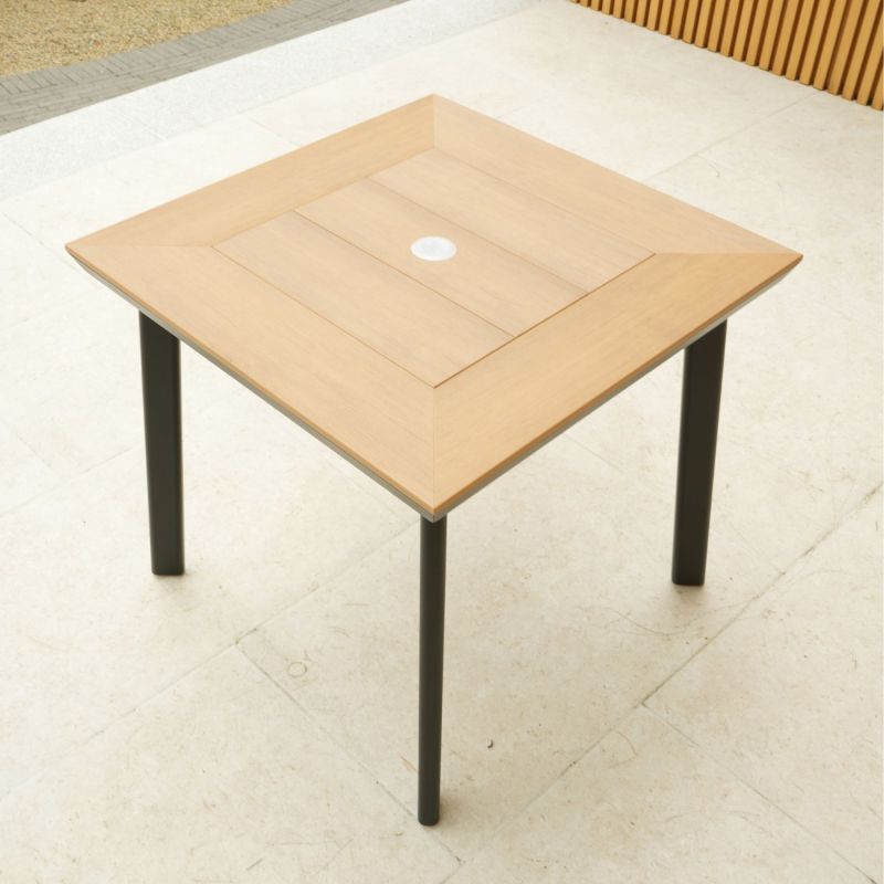Fairmont 80cm Outdoor Square Table - Black and Brown