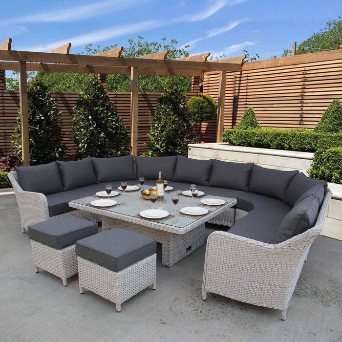 Roma U Shape Rattan Sofa Dining Set