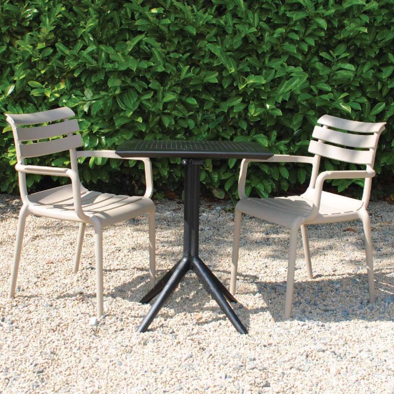 2 Seater Sky 80x80 Table Black With 2 Paris Chairs in Taupe