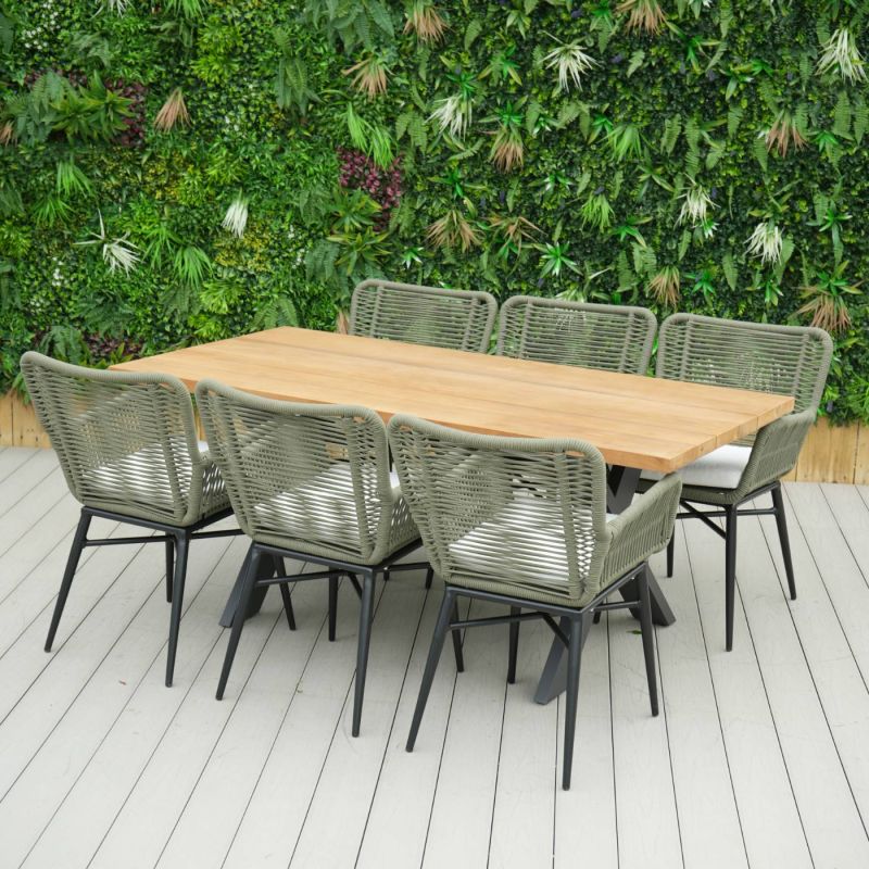 Tebal Teak 180cm Rectangular Table with 6 Diana Chairs