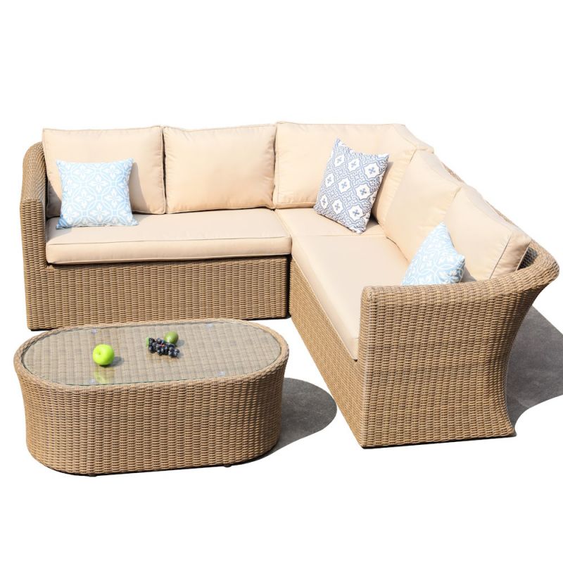 Hamilton Small Rattan Corner Sofa Set - Brown