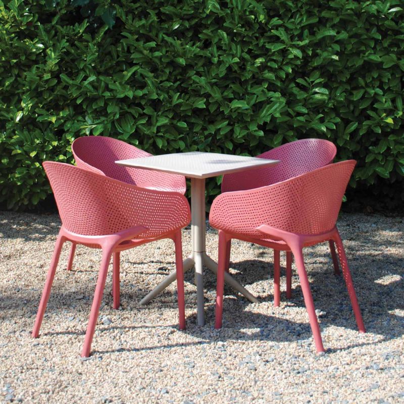 4 Seater Sky 60cm x 60cm Folding Table in Taupe With Sky Pro Chairs in ...