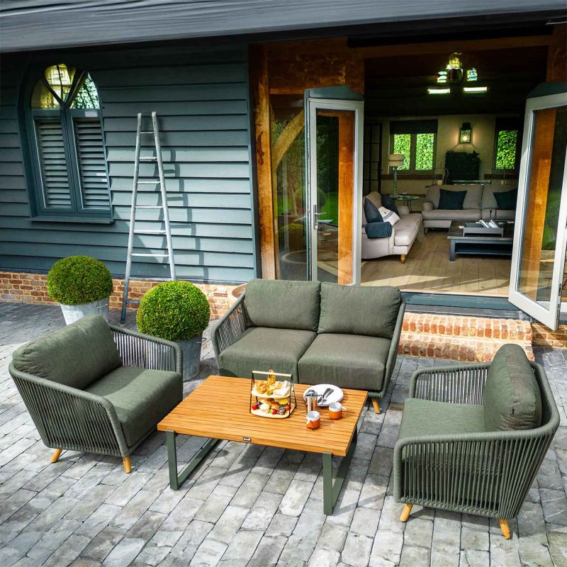 Eden 2 Seat Rope Lounge Sofa Set - Moss