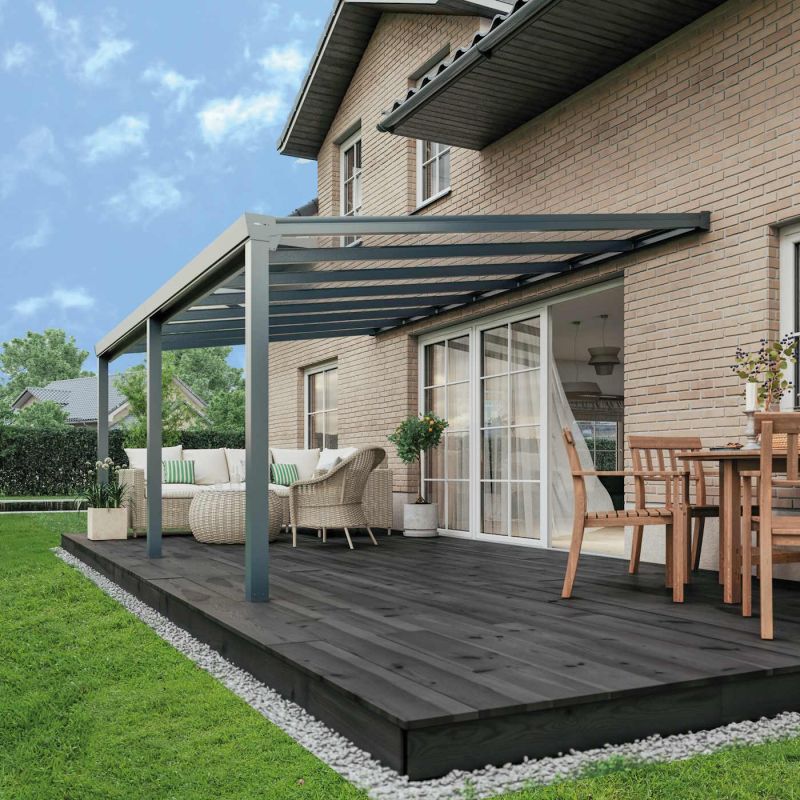 Aphrodite Veranda with Glass Roof - Anthracite 6m x 3m