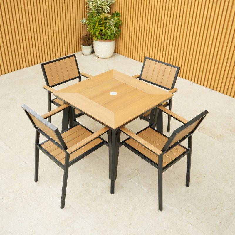 Fairmont Square Table with 4 Chairs in Black and Dark Brown